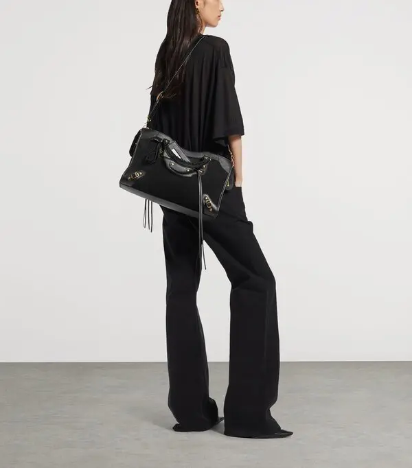 Balenciaga Medium Suede Le City Top-handle Bag
