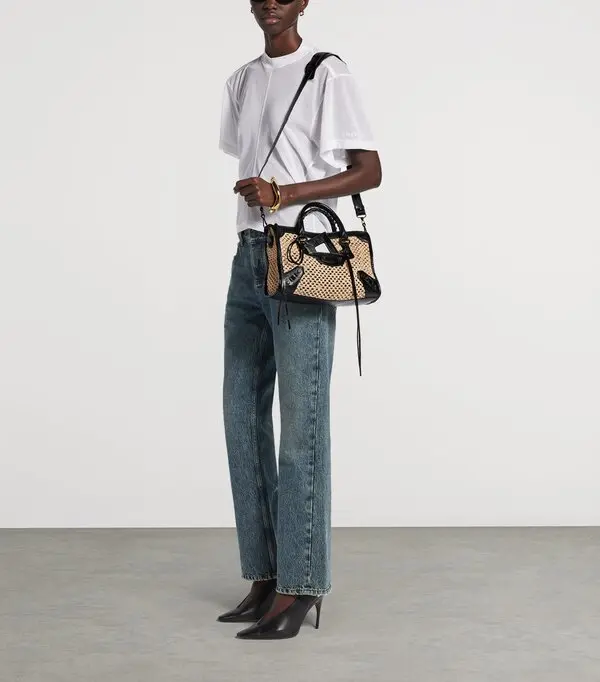 Balenciaga Small Raffia-lambskin Le City Top-handle Bag