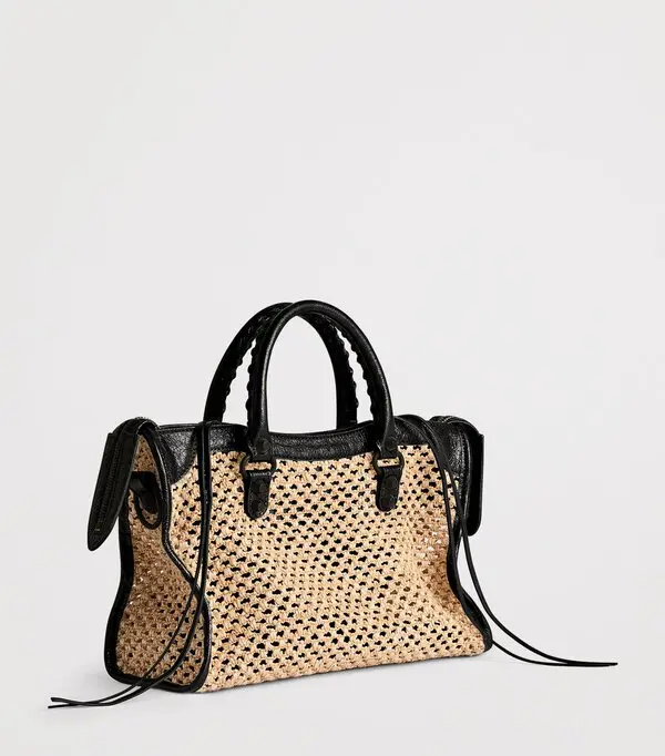 Balenciaga Small Raffia-lambskin Le City Top-handle Bag