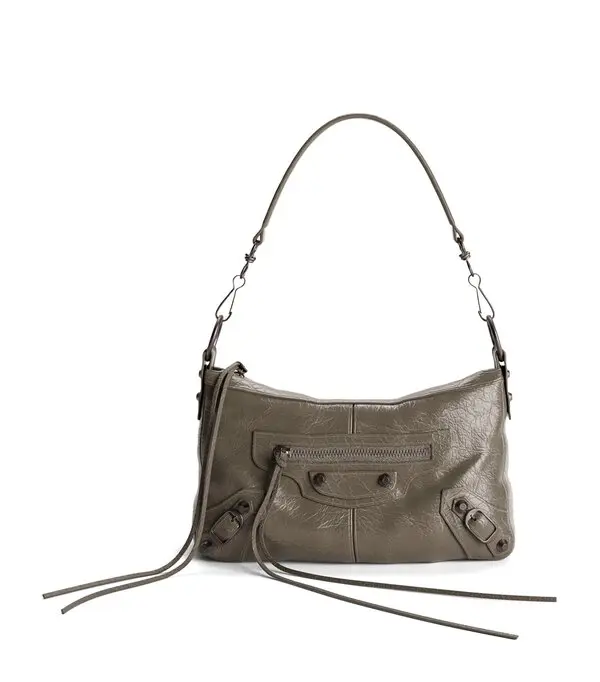 Balenciaga Mini Lambskin Le City Moto Shoulder Bag - Green