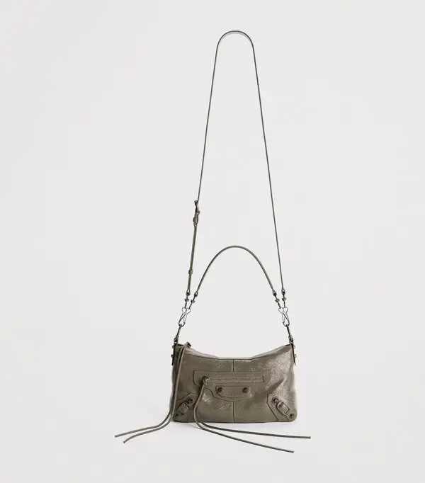 Balenciaga Mini Lambskin Le City Moto Shoulder Bag - Green