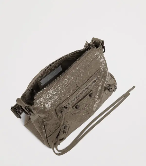 Balenciaga Mini Lambskin Le City Moto Shoulder Bag - Green