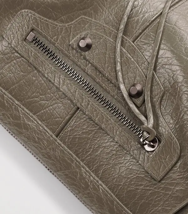 Balenciaga Mini Lambskin Le City Moto Shoulder Bag - Green