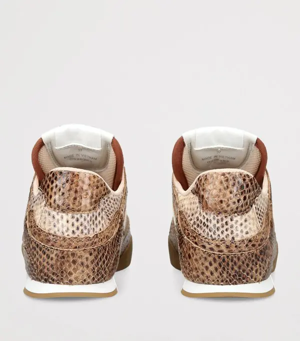 Chloé Snake-embossed Leather Lace-up Sneakers - Brown