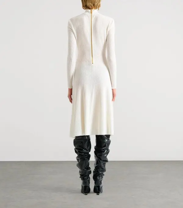 Balmain Rib-knit High Neck Maxi Dress