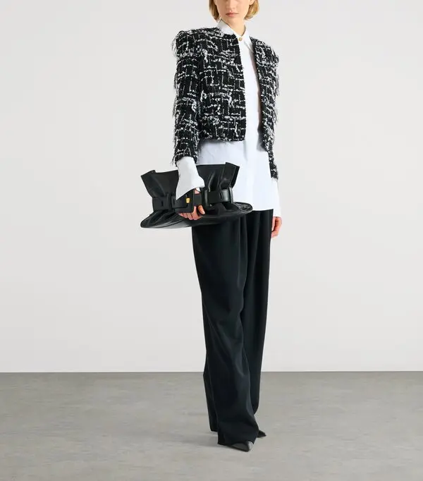 Balmain Frayed Tweed Cropped Jacket