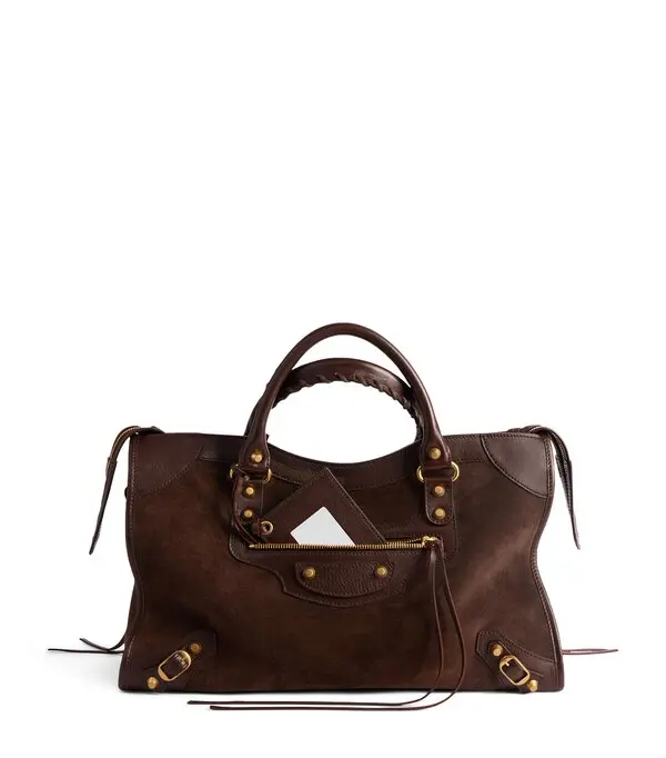 Balenciaga Medium Suede Le City Top-handle Bag - Brown