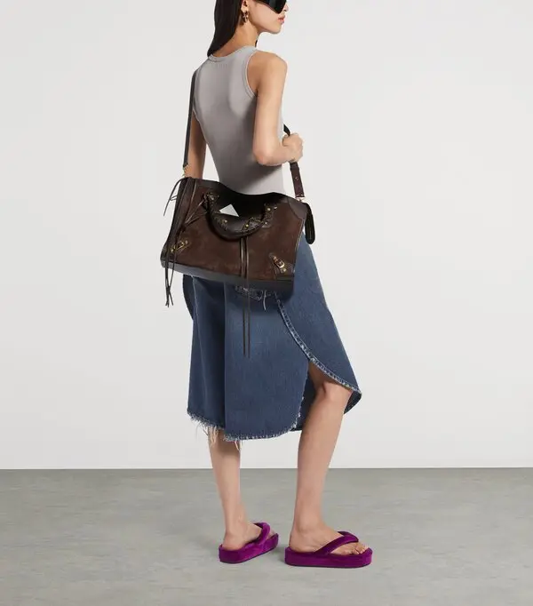 Balenciaga Medium Suede Le City Top-handle Bag - Brown