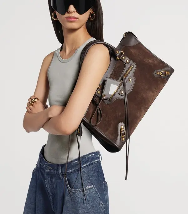 Balenciaga Medium Suede Le City Top-handle Bag - Brown