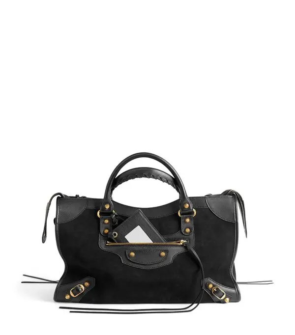 Balenciaga Medium Suede Le City Top-handle Bag - Black