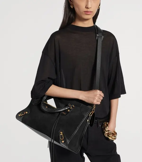 Balenciaga Medium Suede Le City Top-handle Bag - Black