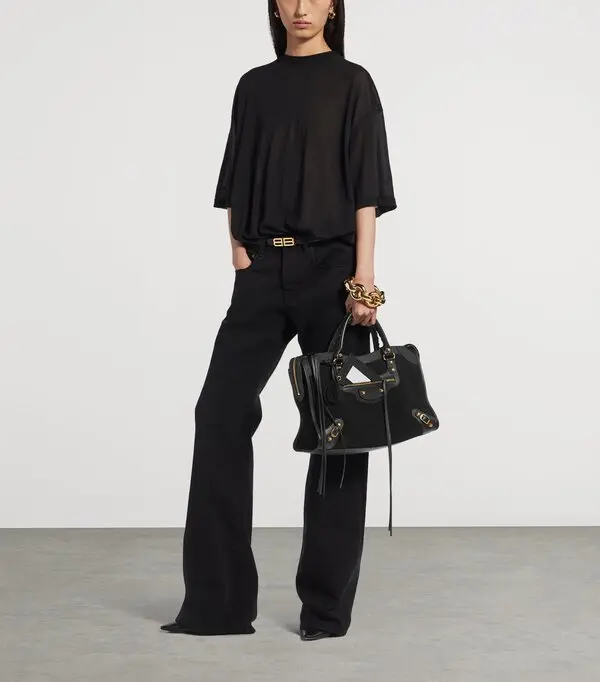 Balenciaga Medium Suede Le City Top-handle Bag - Black