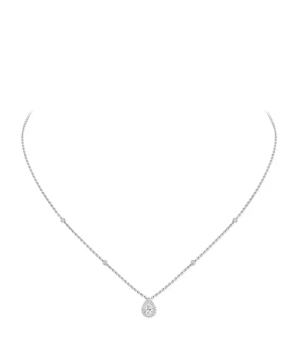 Messika White Gold And Diamond Pear Shape Pendant Necklace - Silver
