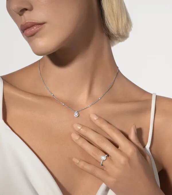 Messika White Gold And Diamond Pear Shape Pendant Necklace