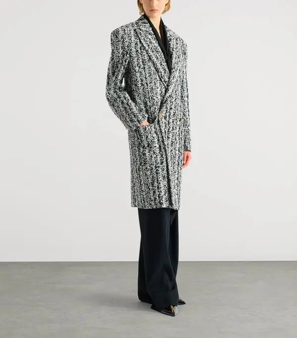 Balmain Double-breasted Tweed Overcoat