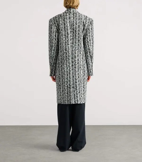 Balmain Double-breasted Tweed Overcoat