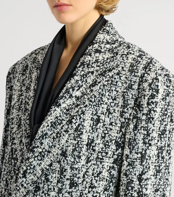 Balmain Double-breasted Tweed Overcoat