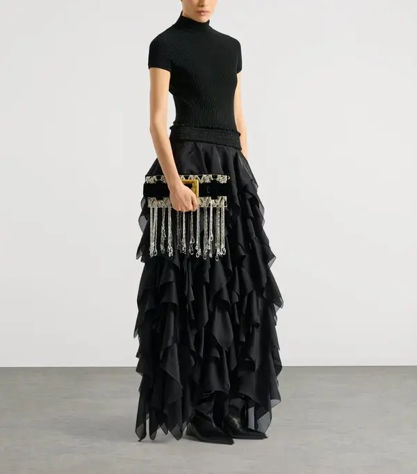 Balmain Embellished Anthem Clutch Bag