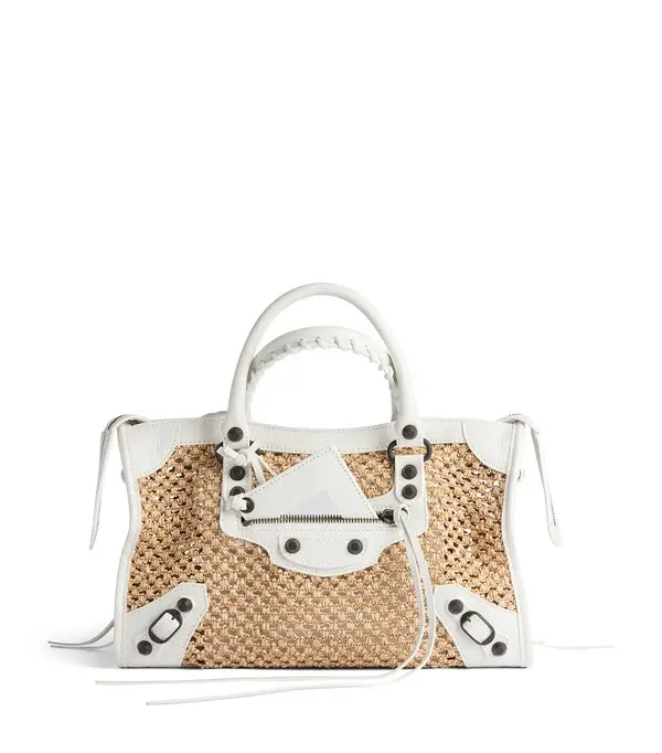 Balenciaga Raffia-lambskin Le City Top-handle Bag - Yellow