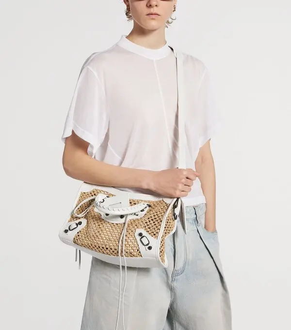 Balenciaga Raffia-lambskin Le City Top-handle Bag - Yellow