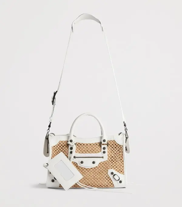 Balenciaga Raffia-lambskin Le City Top-handle Bag - Yellow