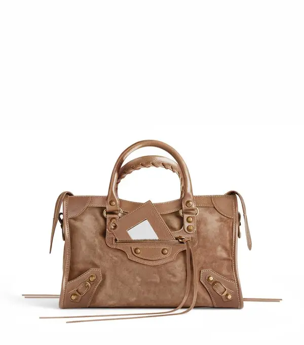 Balenciaga Small Lambskin Le City Top Handle Bag - Brown