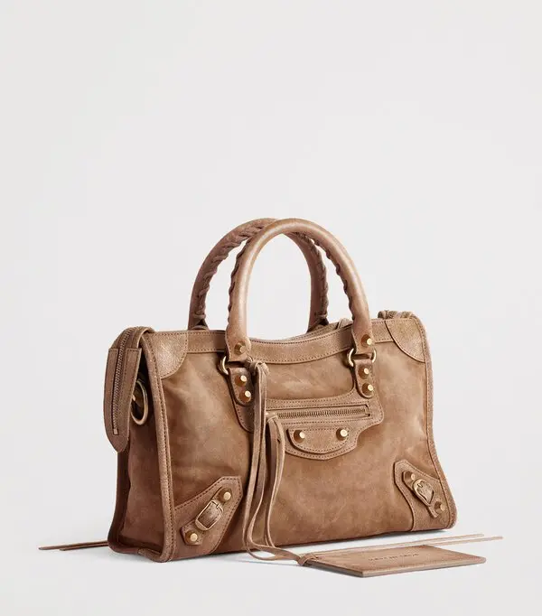 Balenciaga Small Lambskin Le City Top Handle Bag - Brown