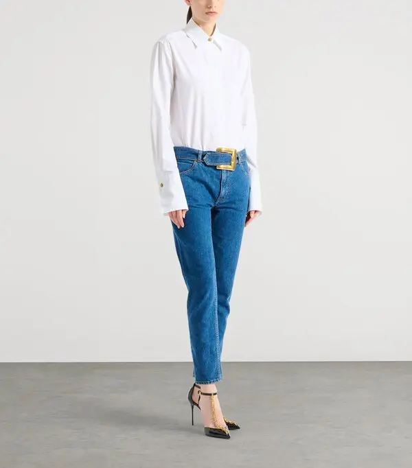 Balmain Belted Mid-rise Slim Jeans