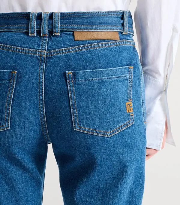 Balmain Belted Mid-rise Slim Jeans
