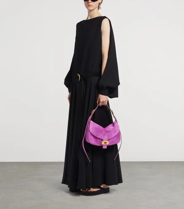Balenciaga Suede Clicca Shoulder Bag - Purple