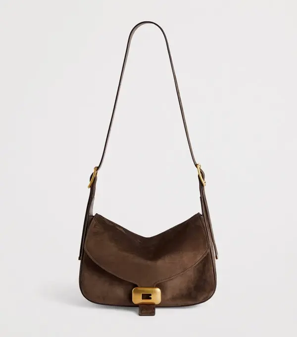 Balenciaga Suede Clicca Shoulder Bag - Brown