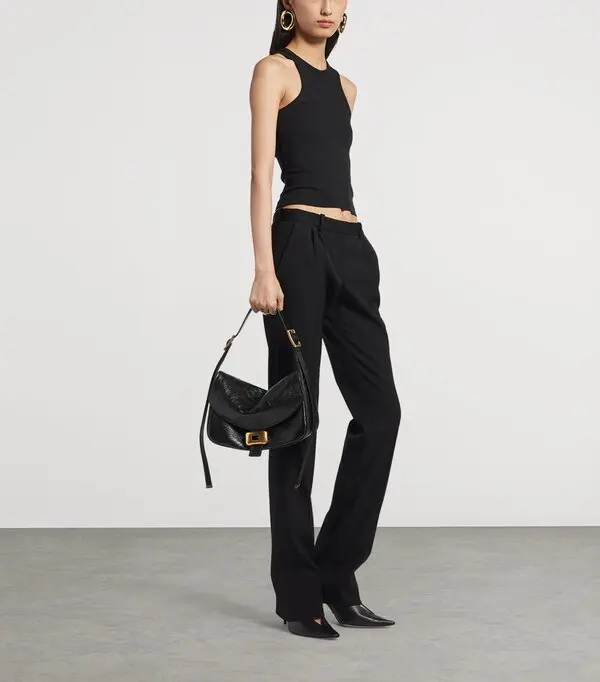 Balenciaga Clicca Lambskin Shoulder Bag - Black