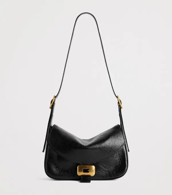 Balenciaga Clicca Lambskin Shoulder Bag - Black