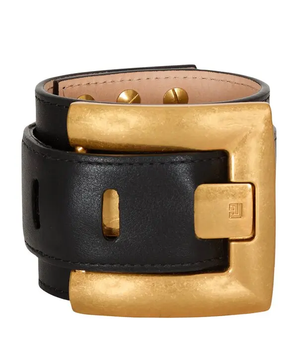 Balmain Leather Anthem Buckled Bracelet - Black