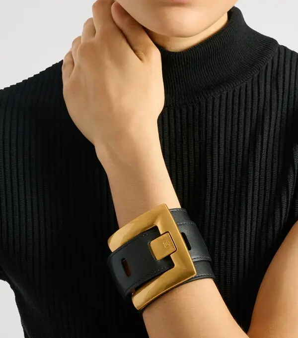 Balmain Leather Anthem Buckled Bracelet