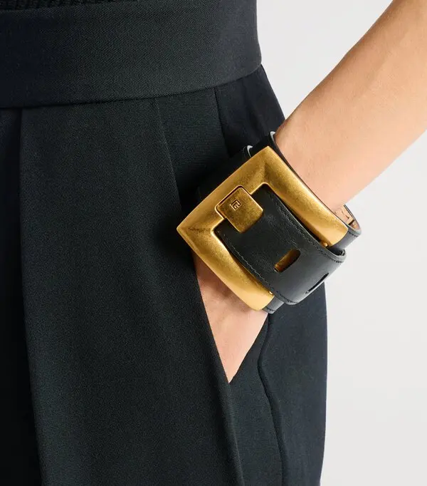 Balmain Leather Anthem Buckled Bracelet