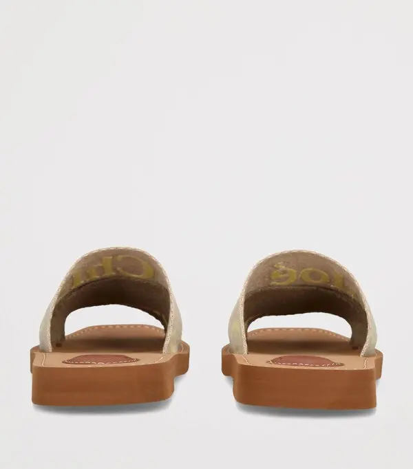 Chloé Canvas Jacquard Woody Flat Sandals - Beige
