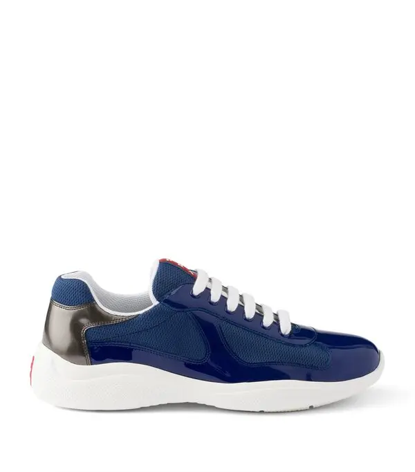 Prada Patent Leather America's Cup Sneakers - Blue