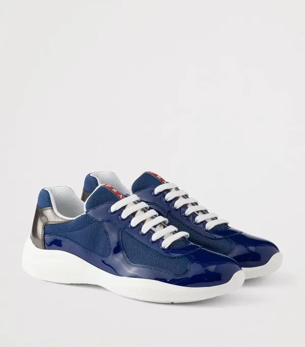 Prada Patent Leather America's Cup Sneakers - Blue