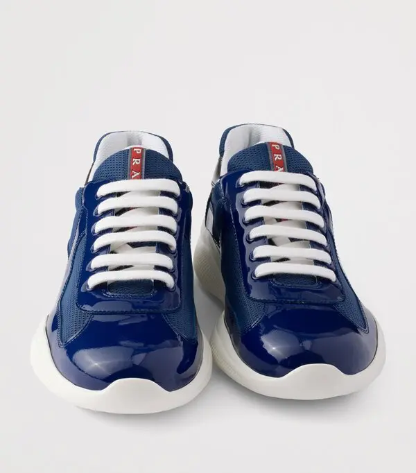 Prada Patent Leather America's Cup Sneakers - Blue