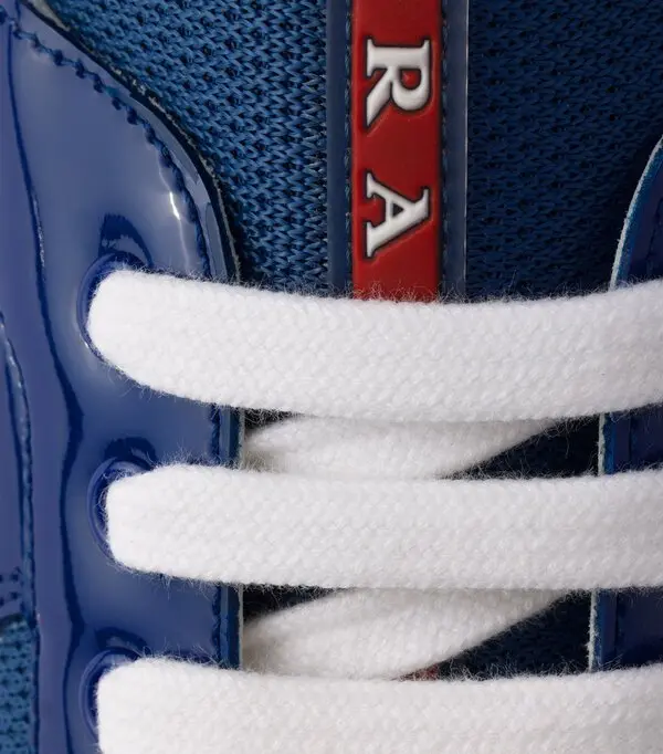 Prada Patent Leather America's Cup Sneakers - Blue
