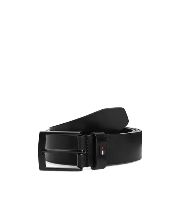 Tommy Hilfiger Enamel Flag Square Buckle Leather Belt