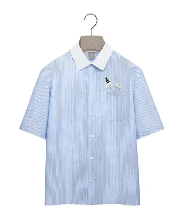 Dior Short-sleeved Shirt With Flower Bee Embroidery