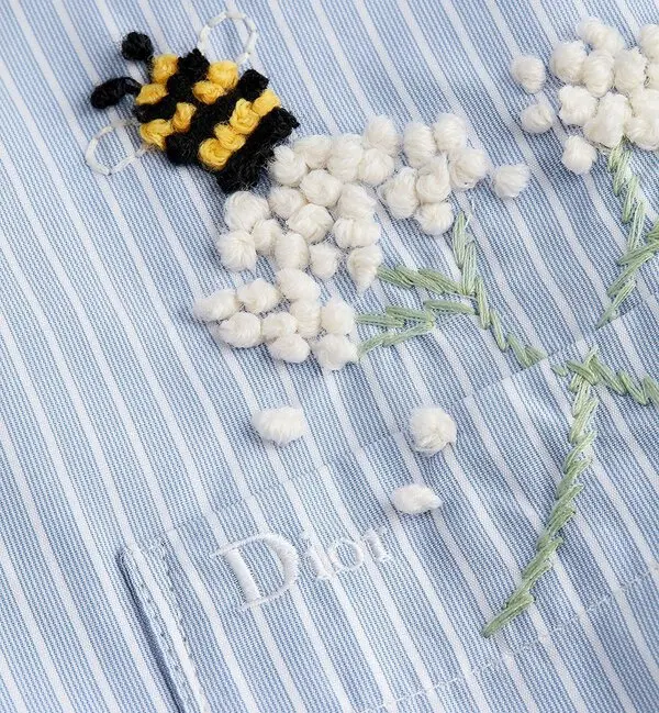 Dior Short-sleeved Shirt With Flower Bee Embroidery