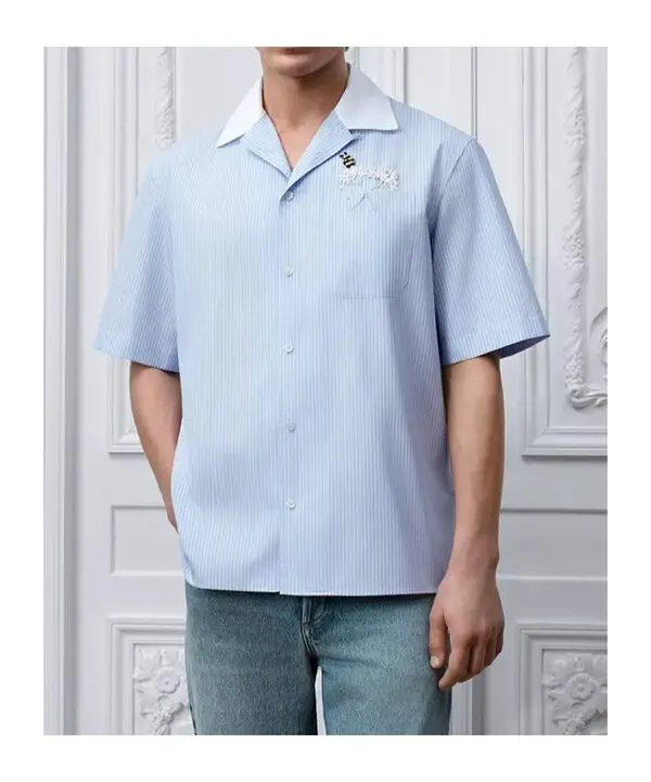 Dior Short-sleeved Shirt With Flower Bee Embroidery
