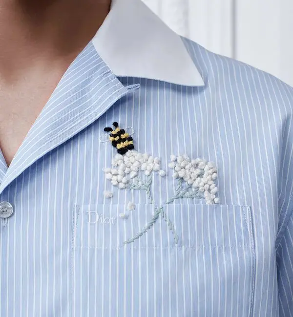 Dior Short-sleeved Shirt With Flower Bee Embroidery