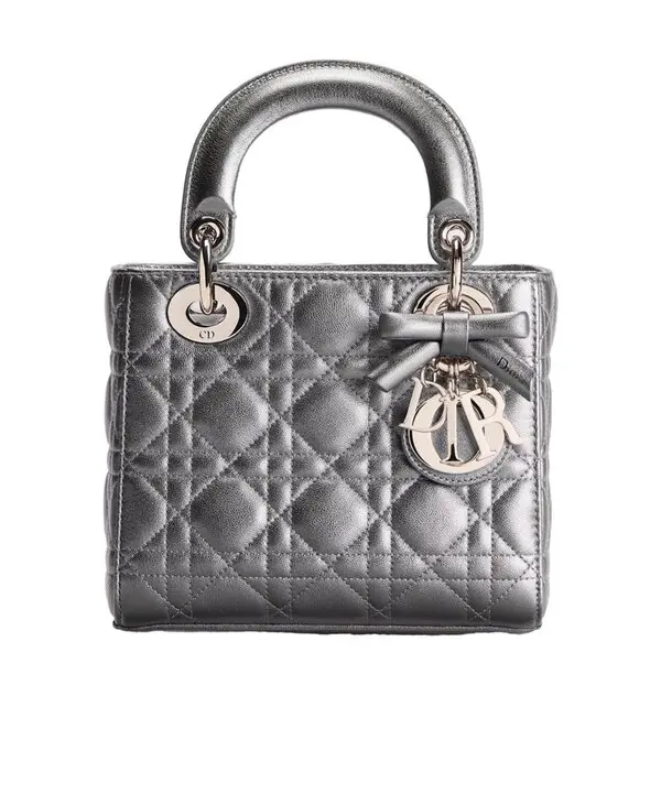 Dior Mini Lady Bag With Chain - Silver