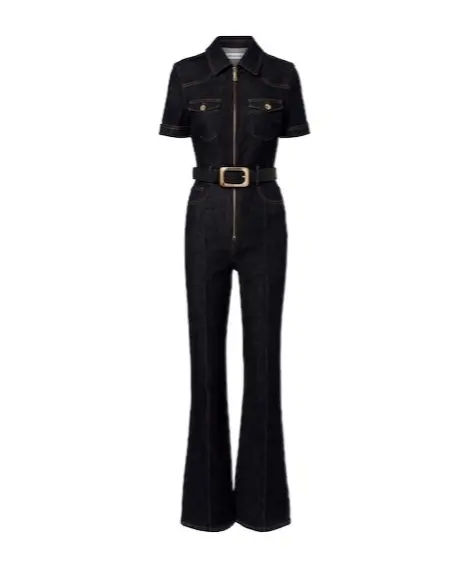 SELF-PORTRAIT Denim Overalls - Black