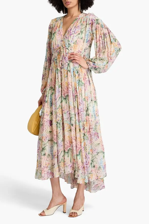 Zimmermann Beadembellished Floralprint Georgette Maxi Dress