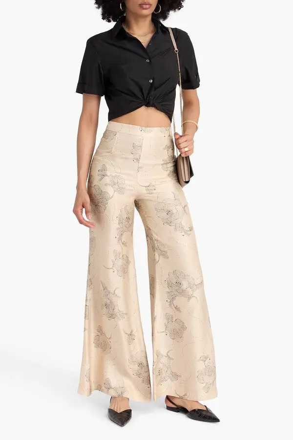 Zimmermann Floralprint Silktwill Flared Pants